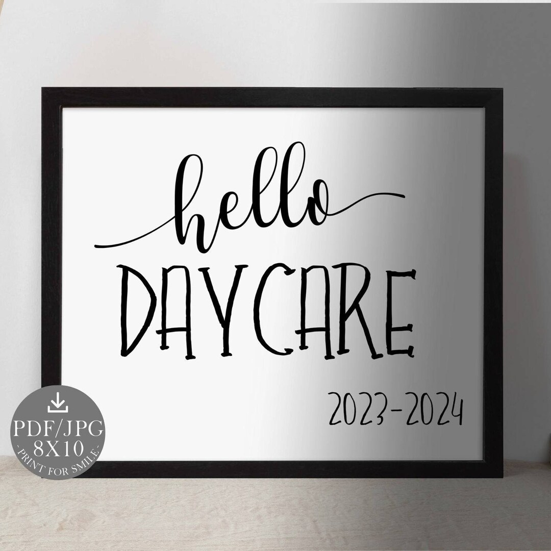 Hello Daycare Sign First Day of Daycare PRINTABLE Instant - Etsy