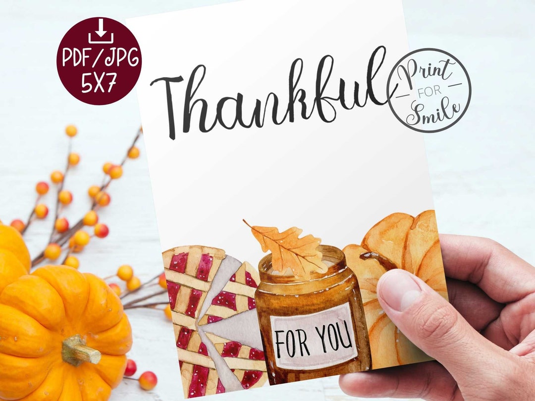PRINTABLE Thankful for You Card Thanksgiving - Etsy