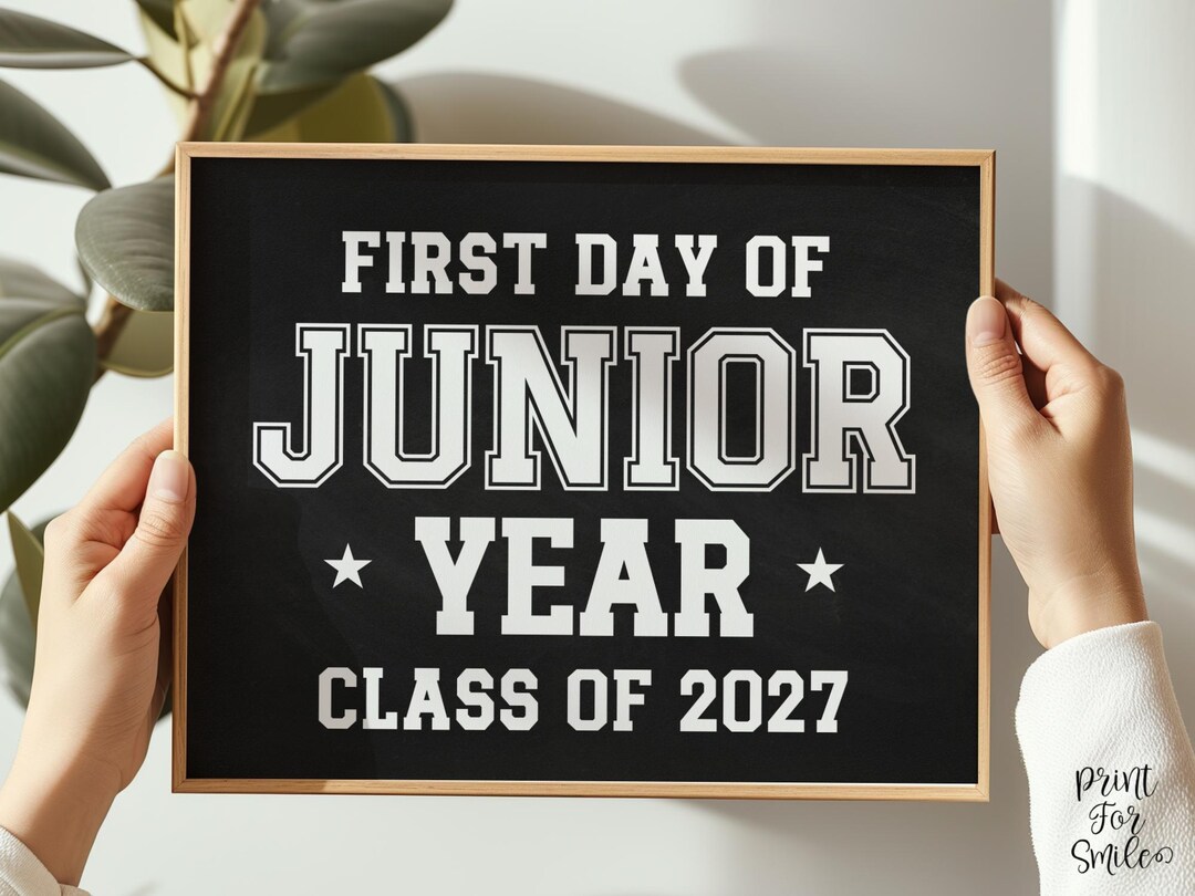 First Day of Junior Year Sign Boy PRINTABLE Chalkboard Sports Style ...
