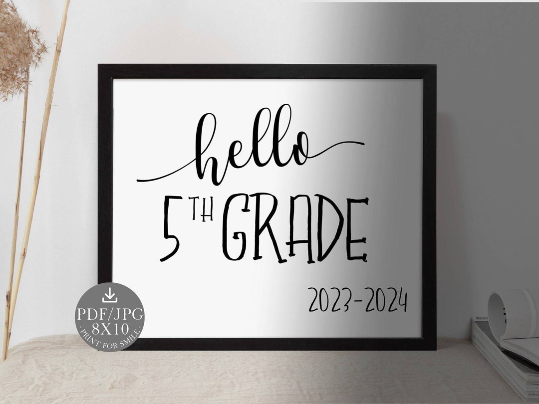 Hello 5th Grade Sign First Day of 5th Grade PRINTABLE - Etsy