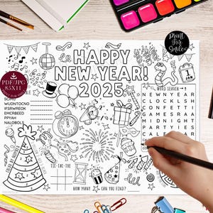 New Years Placemat PRINTABLE Happy New Year Eve 2025, Party Activity ...
