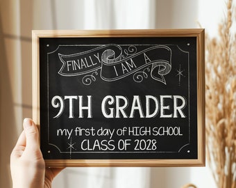 First Day of NINTH GRADE Sign, Class of 2027, First Day of High School ...
