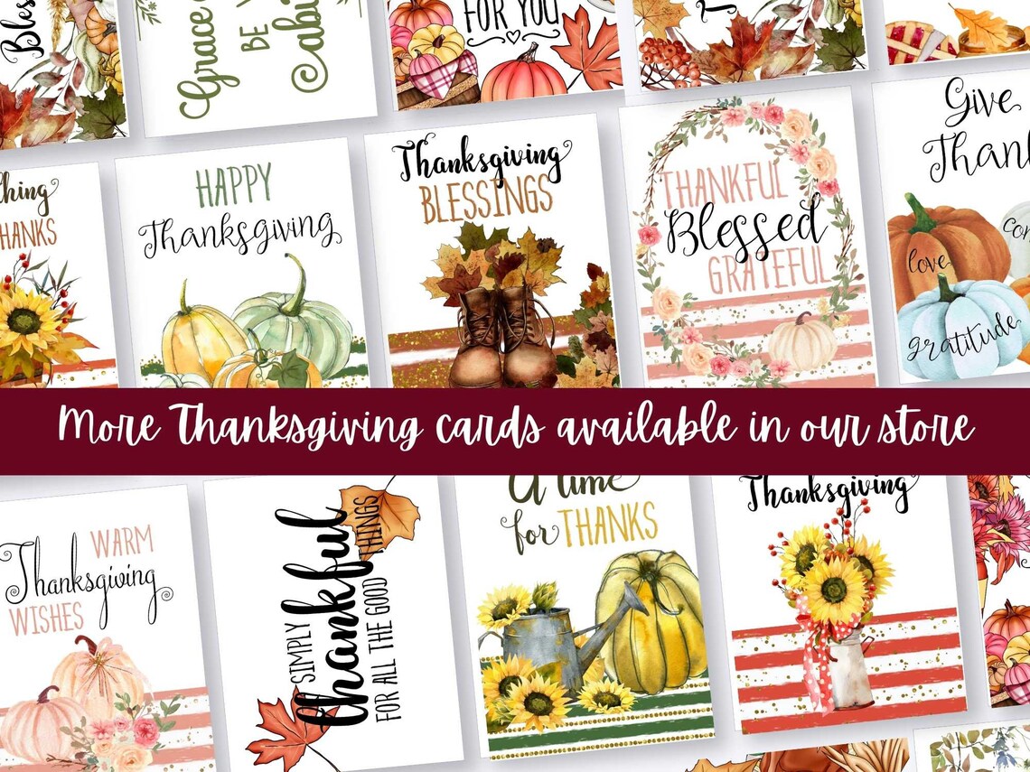 PRINTABLE Thanksgiving Cards Set Give Thanks Gratitude Blessed - Etsy