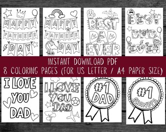 Fathers Day Placemat PRINTABLE Coloring Page Activity Dad - Etsy
