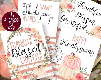 Happy Thanksgiving Printable Cards Colorful Autumn Pumpkins - Etsy