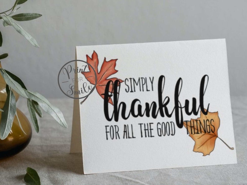 Thankful Thanksgiving Card PRINTABLE - Etsy
