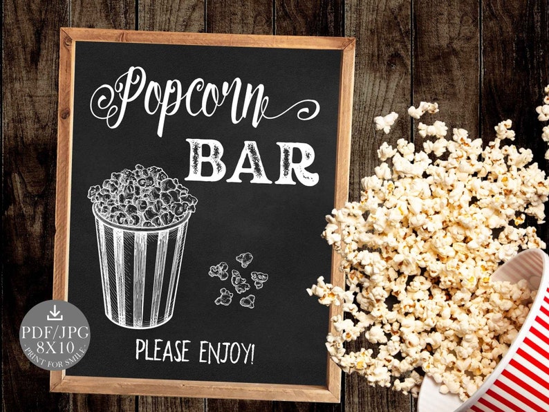Graduation Popcorn Bar Sign PRINTABLE Graduation Party - Etsy