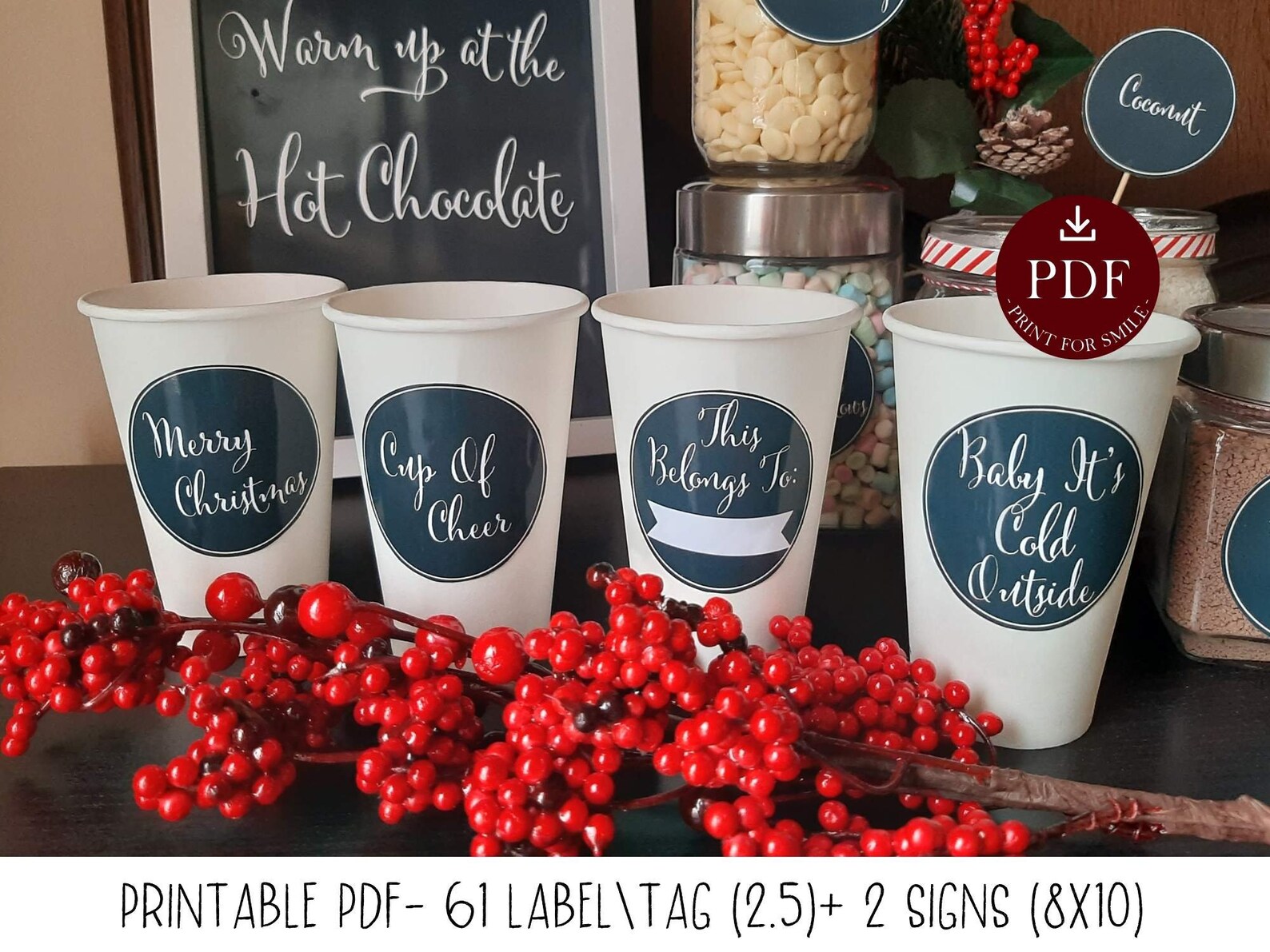 Hot Chocolate Bar Labels Sign PRINTABLE Tags - Etsy