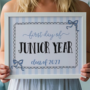 Coquette First Day of Junior Year Sign PRINTABLE Back to School Sign ...