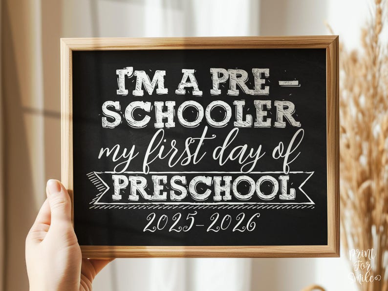 First Day of Preschool Sign, PRINTABLE Chalkboard, 1st Day of Preschool ...