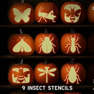 Insect Pumpkin Carving Stencil Set - Butterfly, Grasshopper, Bee, Moth ...