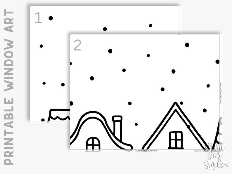 Printable Christmas Village Window Art – Hot Cocoa & Sweets Houses ...