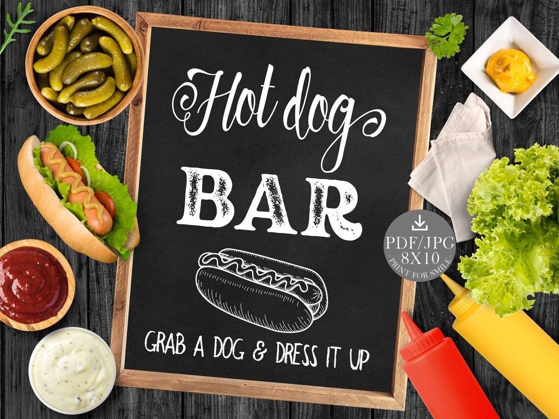 Graduation Hot Dog Bar Sign PRINTABLE Graduation Party - Etsy