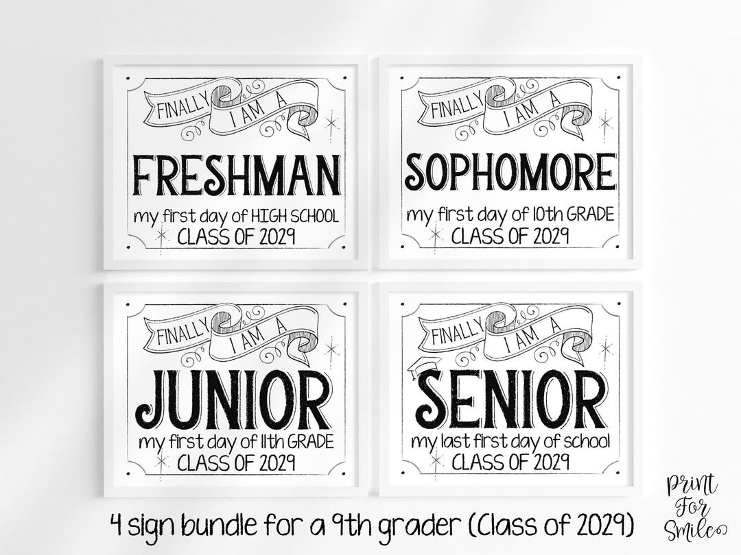 BUNDLE First Day of Freshman Year Sign, Class of 2029, 9th Grade Sign ...