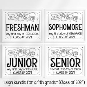 BUNDLE First Day of Freshman Year Sign, Class of 2029, 9th Grade Sign ...