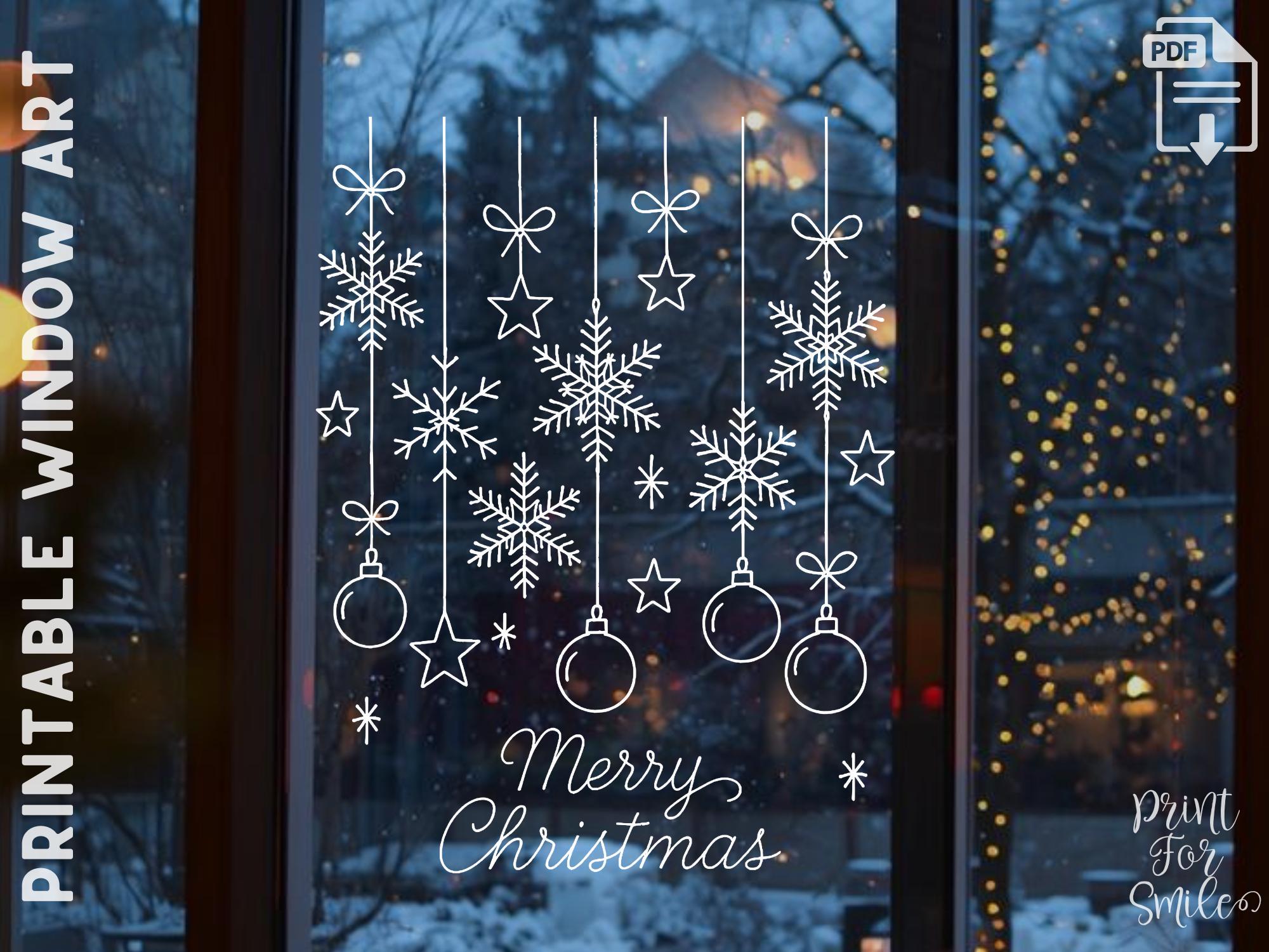 Festive Stars & Snowflakes Window Art – Christmas Baubles Chalk Marker ...