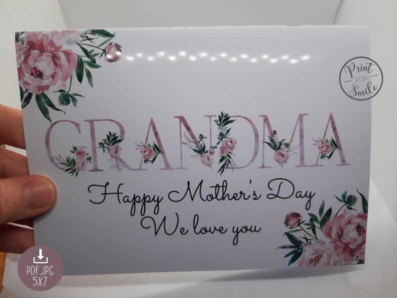 Grandma Mothers Day Card Printable Mother's Day Card - Etsy