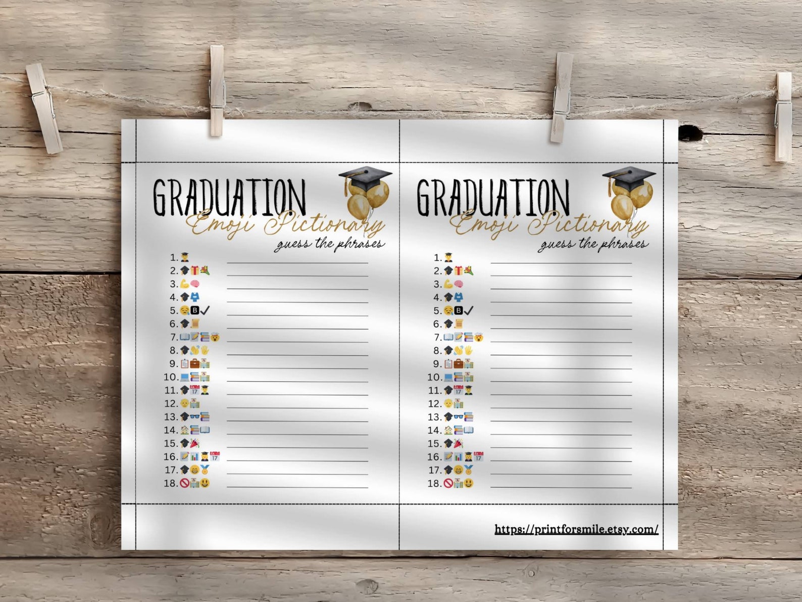 Graduation Emoji Game Pictionary Game Printable College Graduation ...