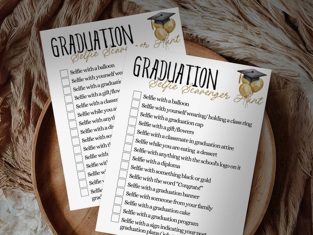 Graduation Selfie Scavenger Hunt Game Printable College Graduation ...