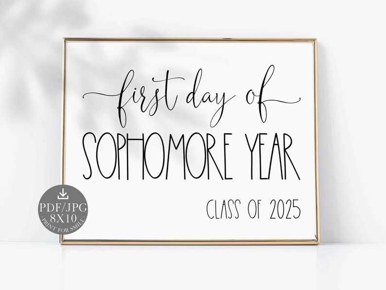 First Day of Sophomore Year Sign PRINTABLE - Etsy