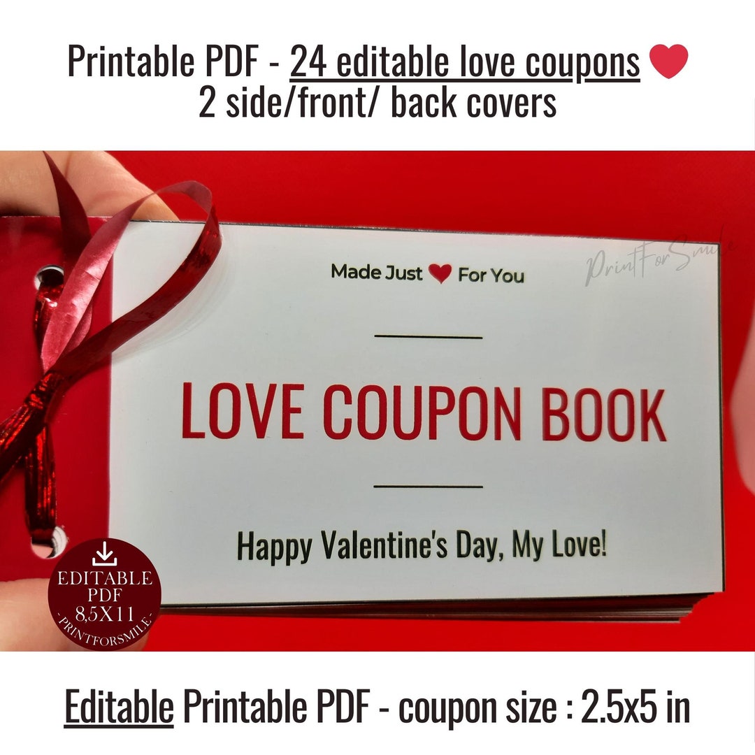 Cupones de amor editables e imprimibles para él - Etsy México