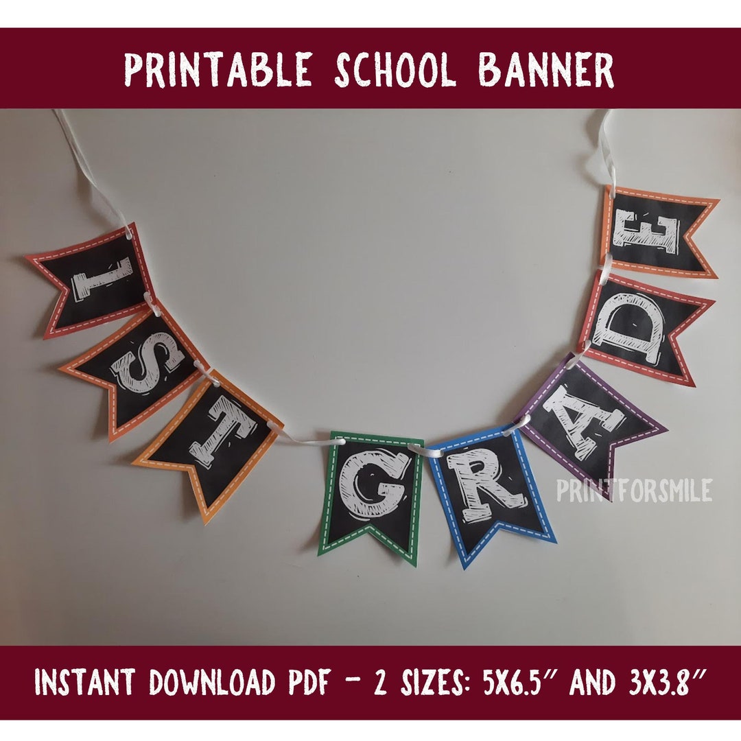 First Day of 1st Grade Banner PRINTABLE - Etsy