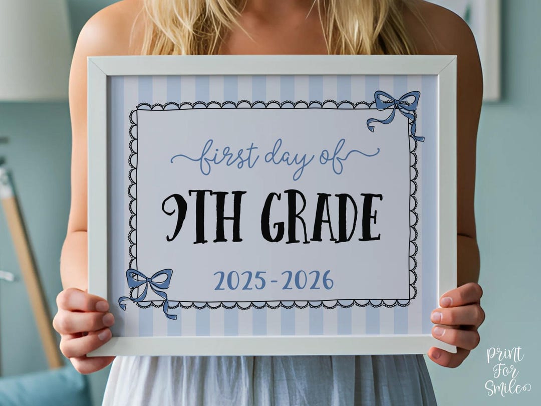 Coquette First Day of 9th Grade Sign PRINTABLE Ninth Grade Back to ...
