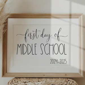 First Day of Middle School Sign PRINTABLE Back to School Sign Photo ...