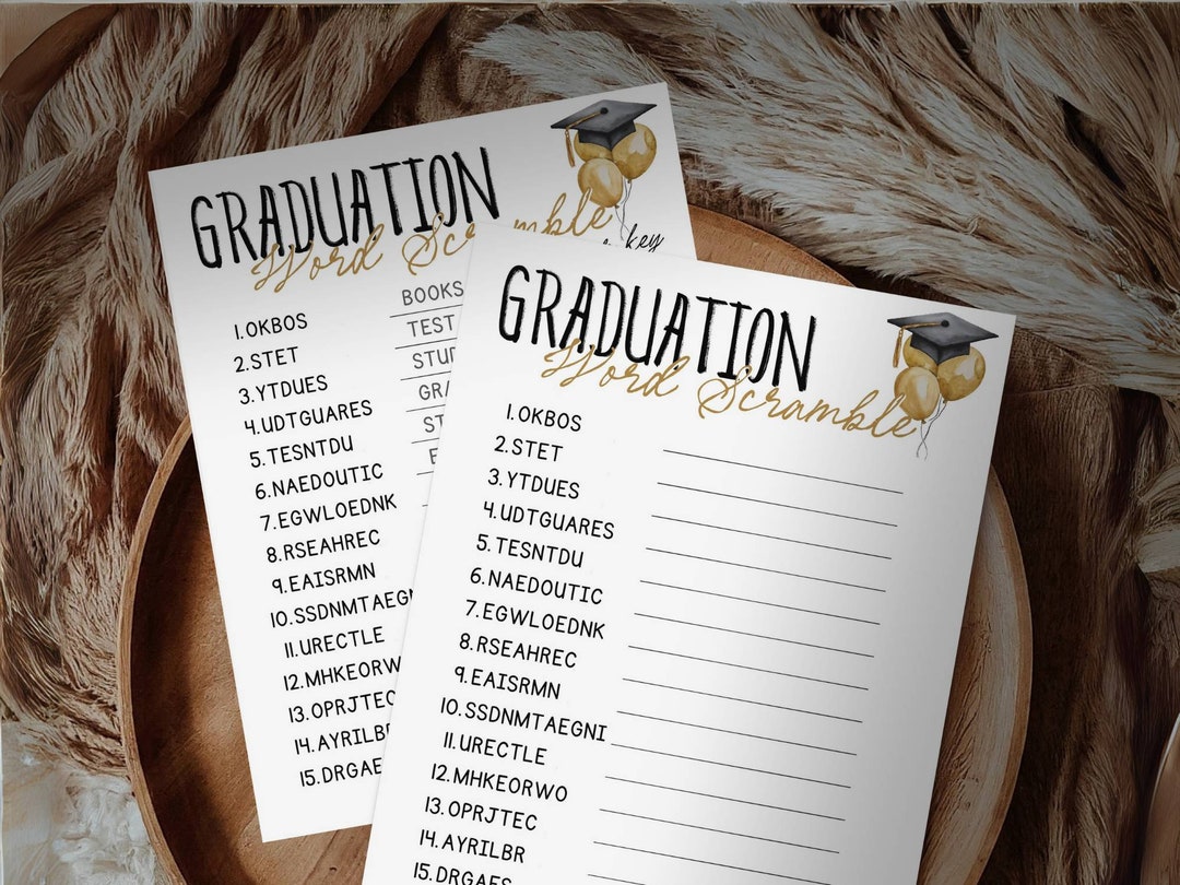 Graduation Word Scramble Game Printable College Graduation Party Class ...