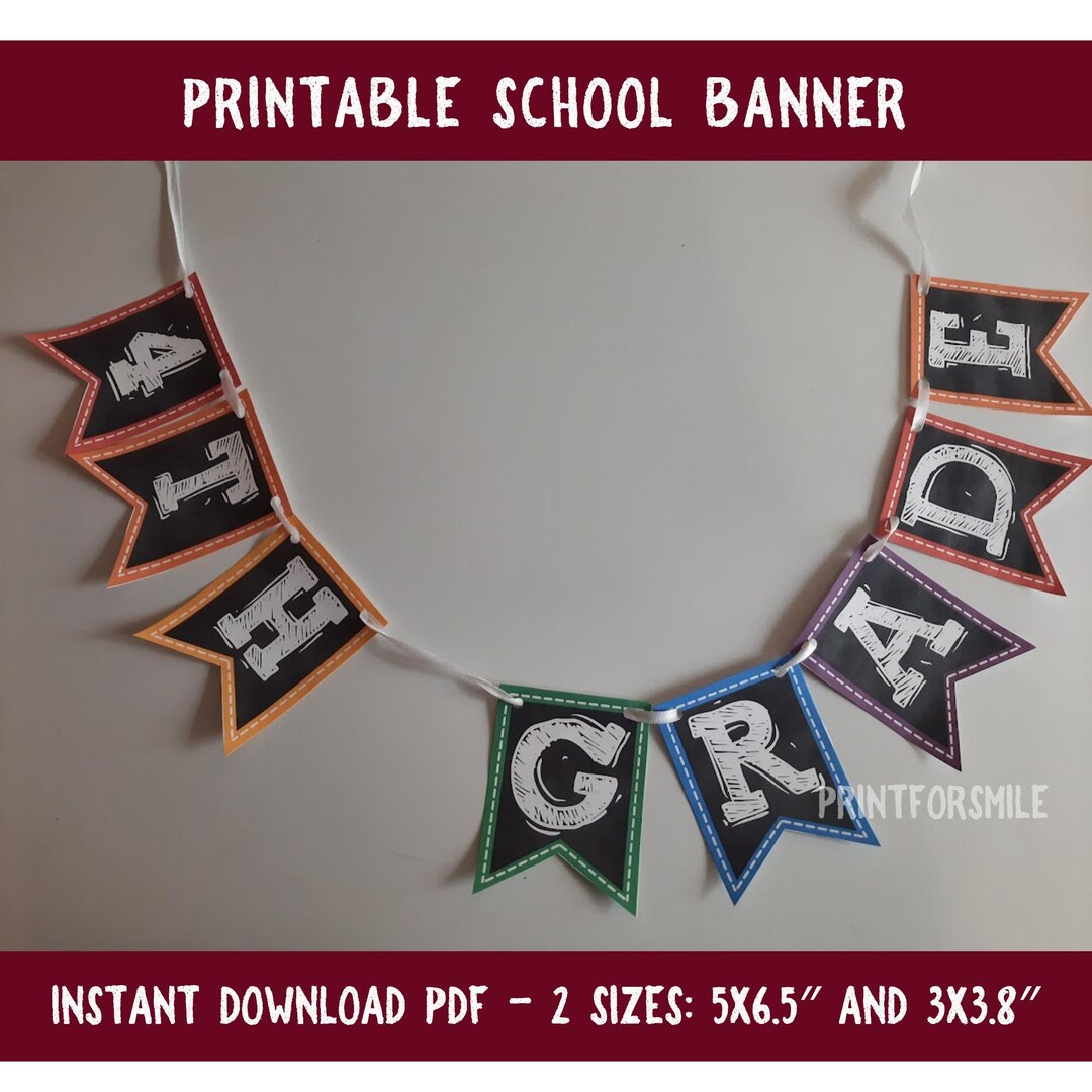 First Day of 4th Grade Banner PRINTABLE - Etsy