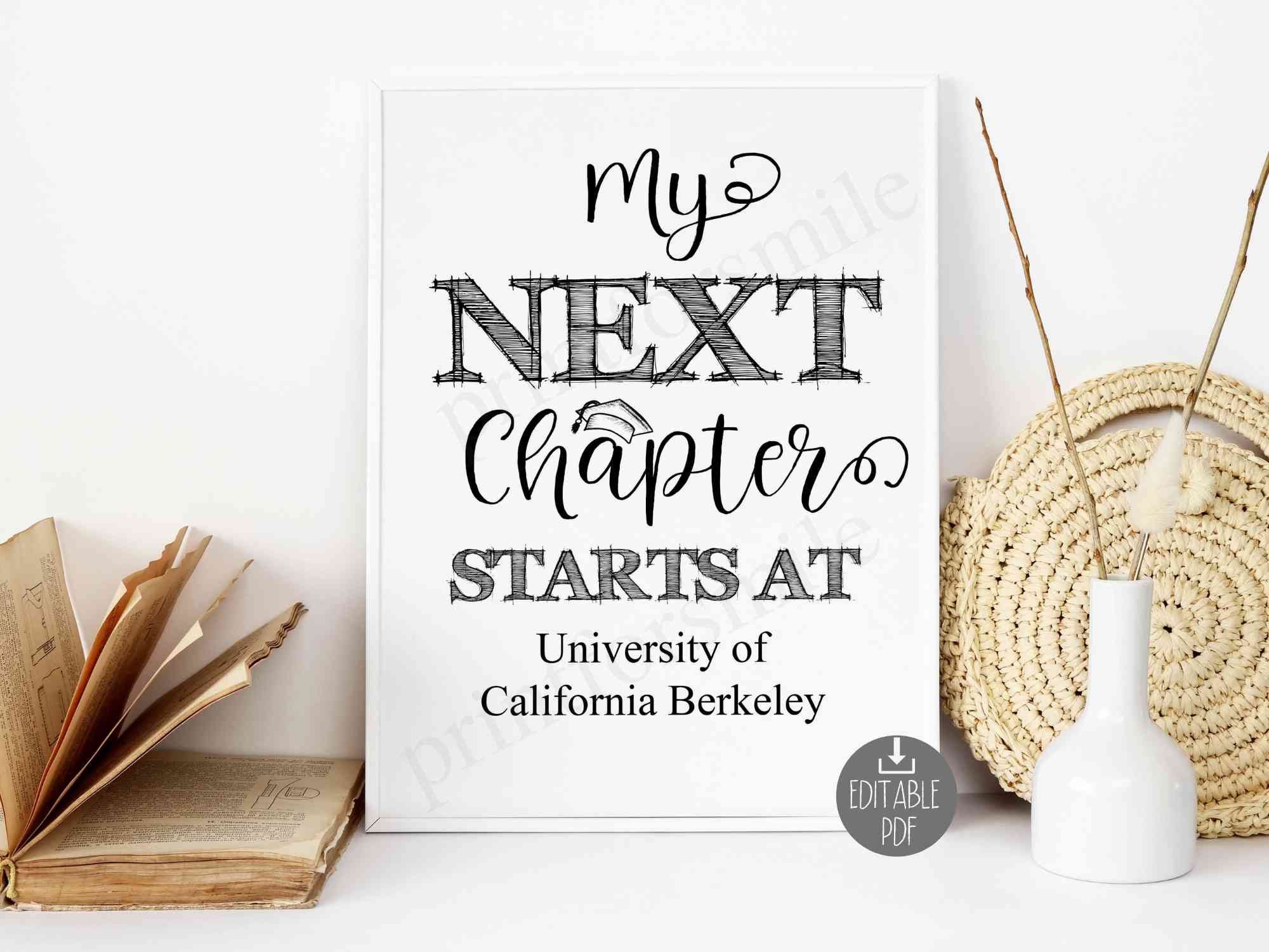 Graduation My Next Chapter Starts at Sign PRINTABLE Party - Etsy