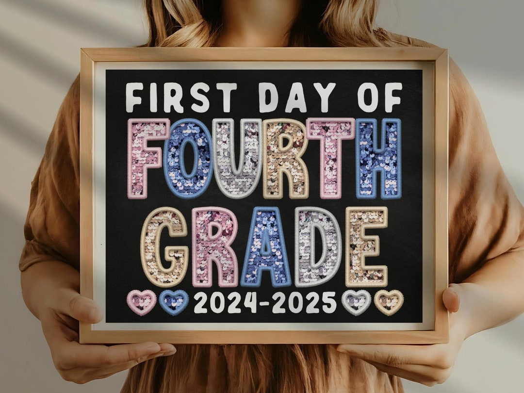 First Day of 4th Grade PRINTABLE Sign Chalkboard Fourth Grade Back to ...