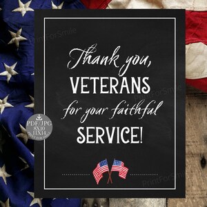 Thank You Veterans Day Sign PRINTABLE - Etsy