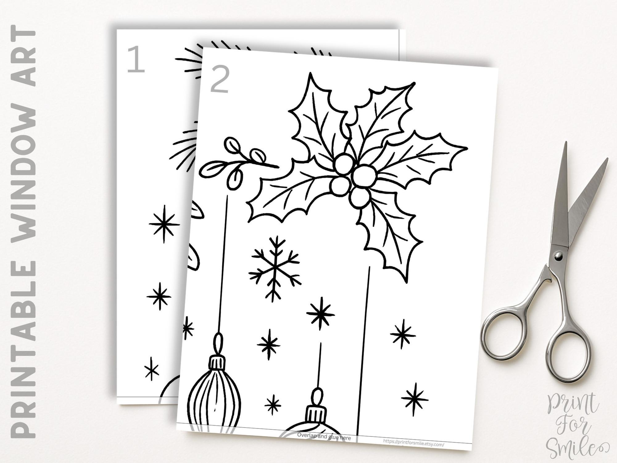 Snowflake & Bauble Window Art – Chalk Marker Christmas Scene, Stars and ...