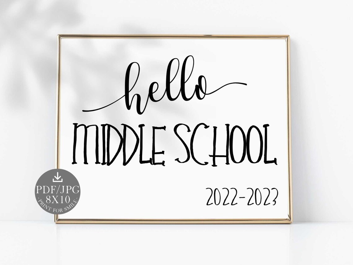 Hello Middle School Sign First Day of Middle School - Etsy