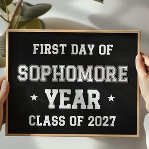 First Day of Sophomore Year Sign Boy Printable Chalkboard Sports - Etsy