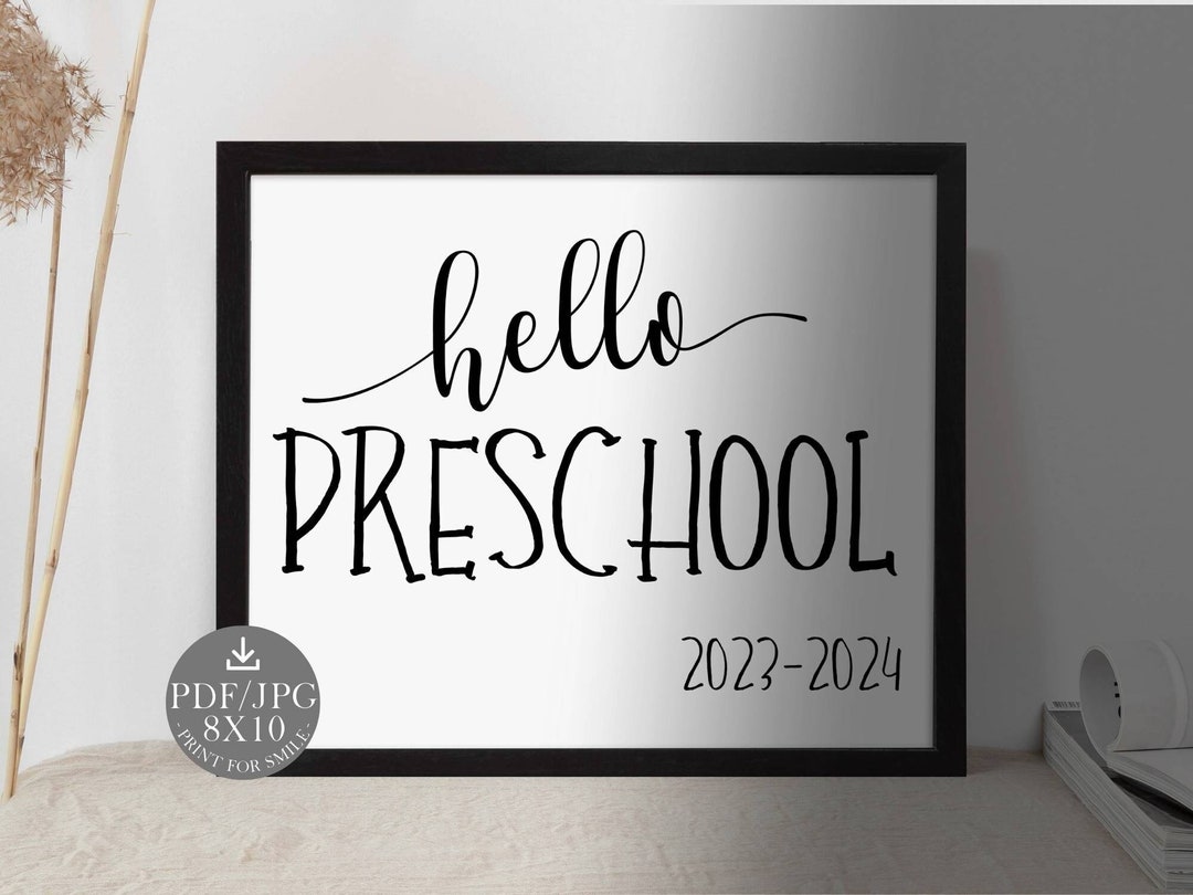 Hello Preschool Sign First Day of Preschool PRINTABLE - Etsy