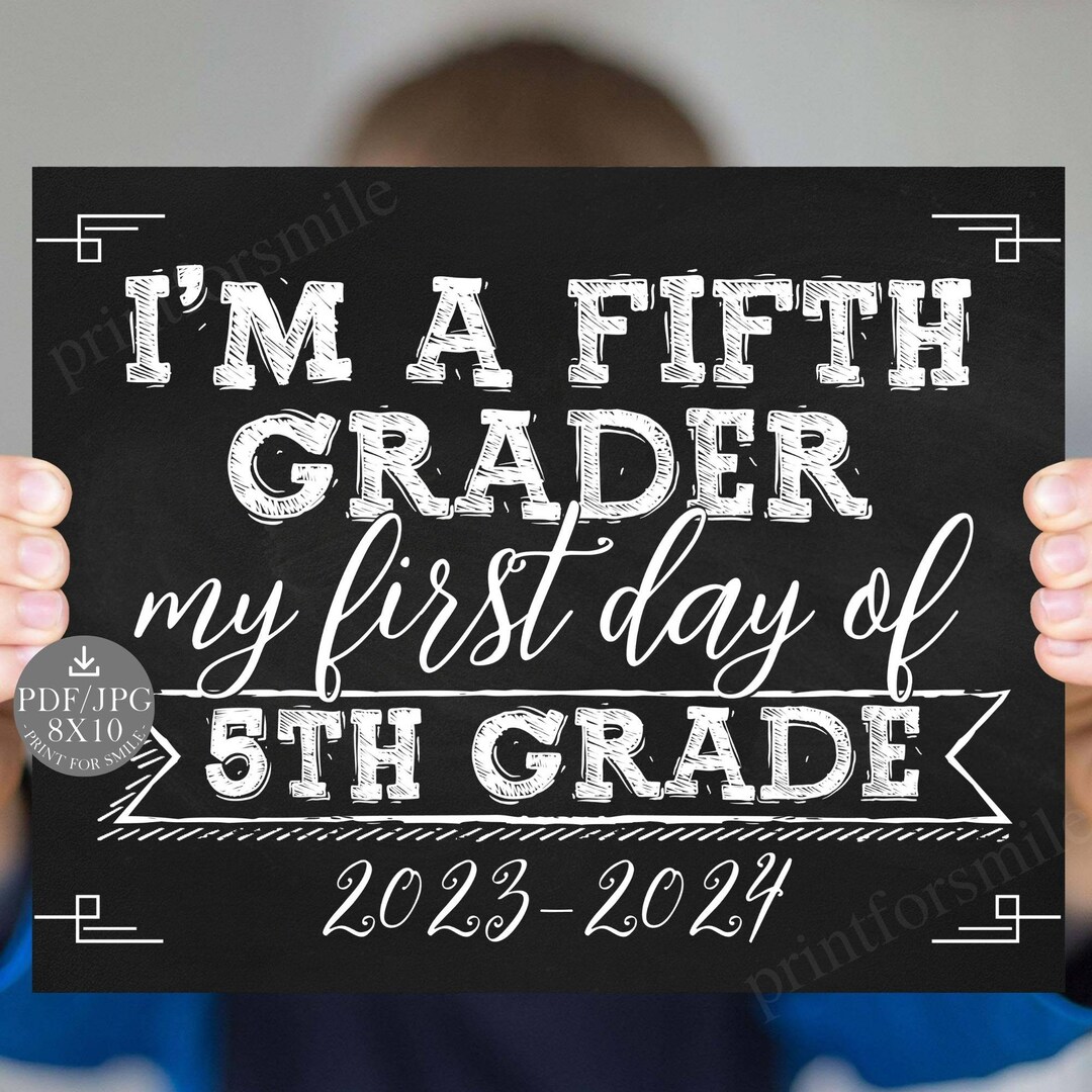 First Day of 5th Grade Sign Fifth Grade PRINTABLE 2023 - Etsy