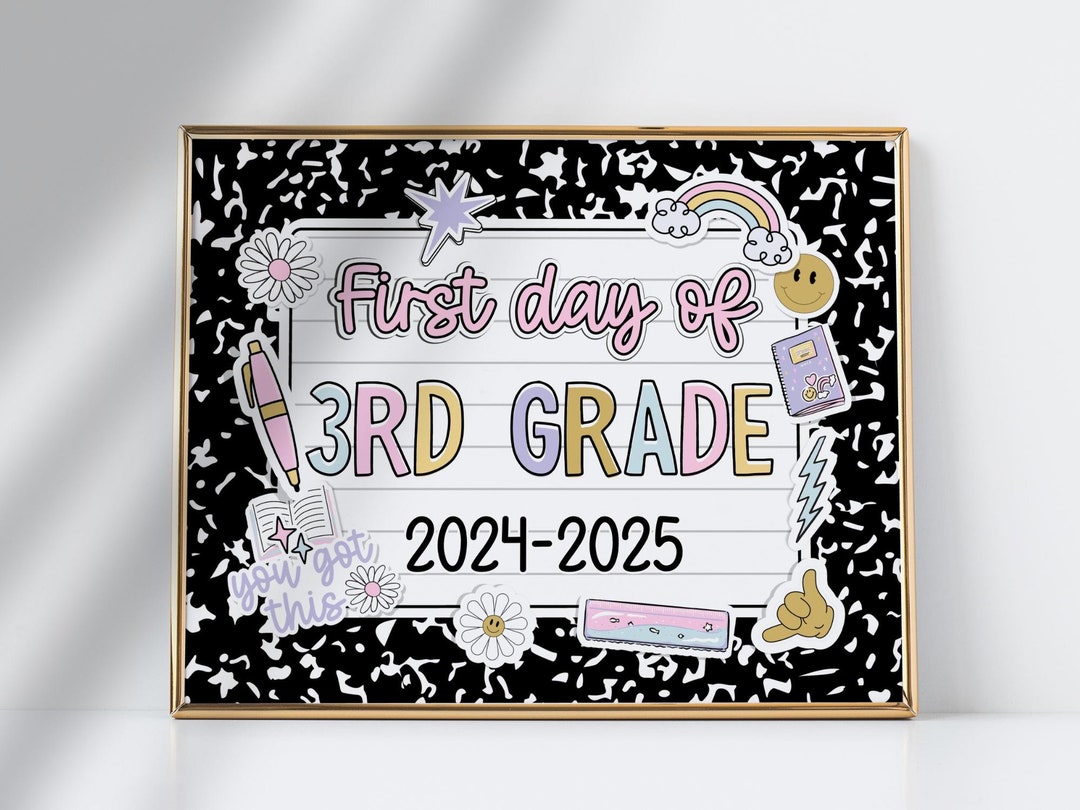 First Day of Third Grade Sign Pastel PRINTABLE, First Day of 3rd Grade ...