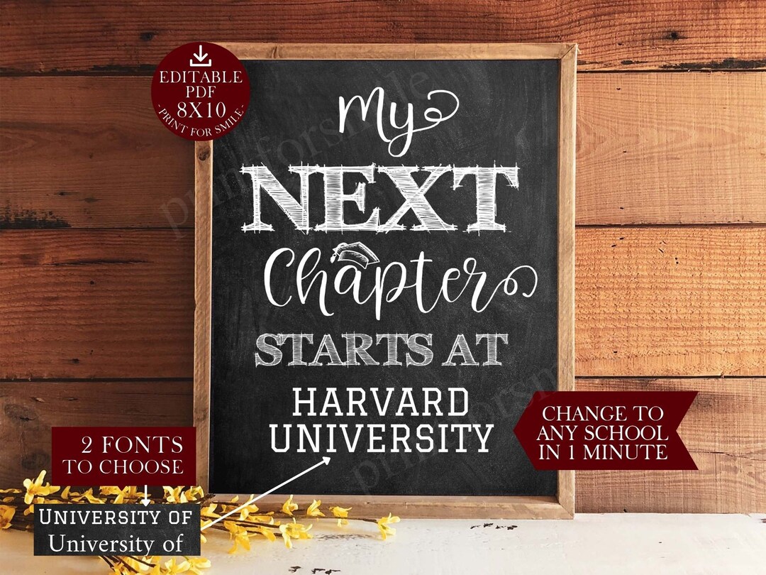 My Next Chapter Starts at Graduation Sign PRINTABLE Party Decorations ...