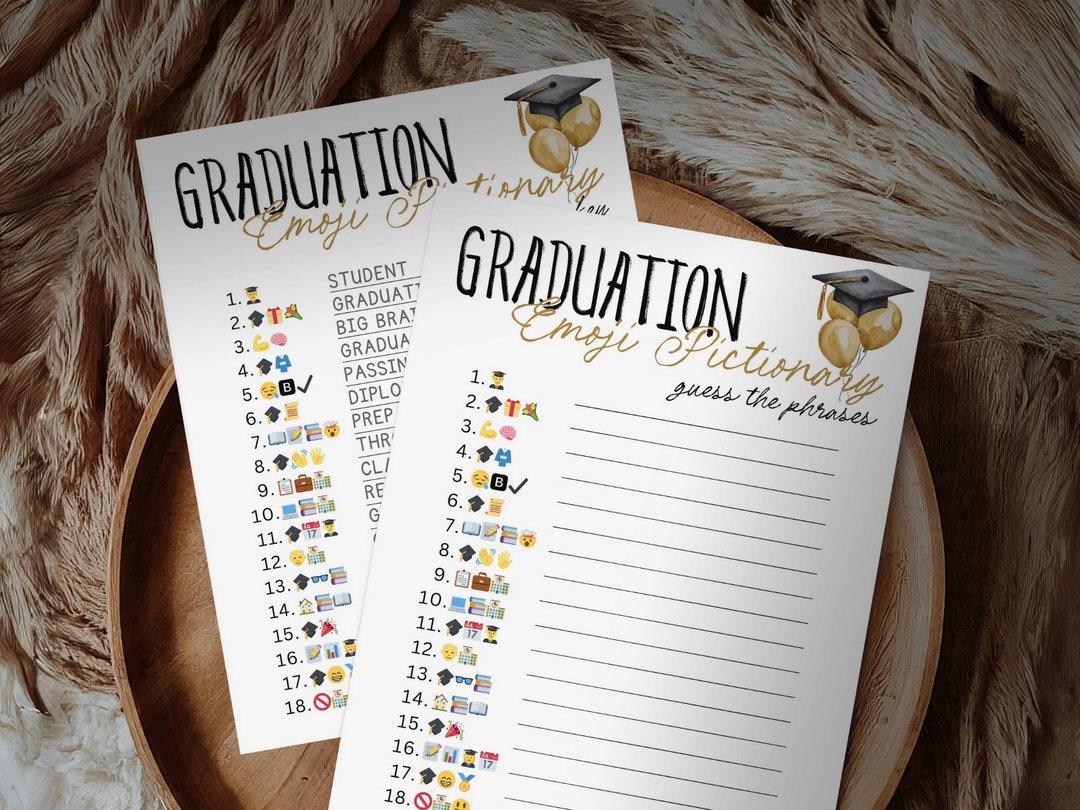 Graduation Emoji Game Pictionary Game Printable College Graduation ...