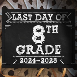 Last Day of 8th Grade Sign Eighth School Chalkboard Printable 2025 - Etsy