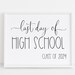 Last Day of High School Sign Printable Class of 2024 - Etsy