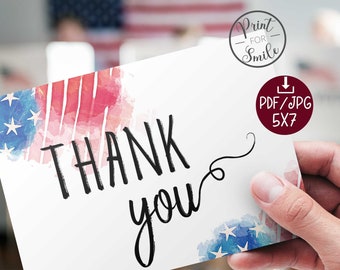 Patriotic Thank You Card - Etsy