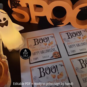 Halloween Tags PRINTABLE EDITABLE 3x3 Happy Halloween Favor Boo Tags ...