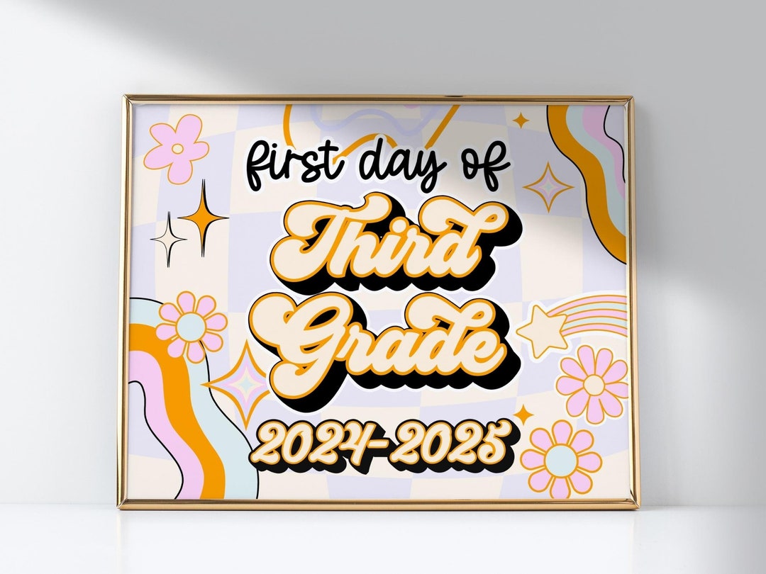 PRINTABLE First Day of Third Grade Sign Retro 3rd Grade School Sign - Etsy