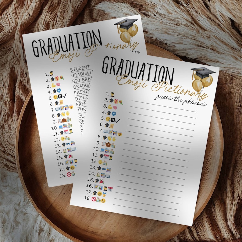 Graduation Emoji Game Pictionary Game Printable College Graduation ...