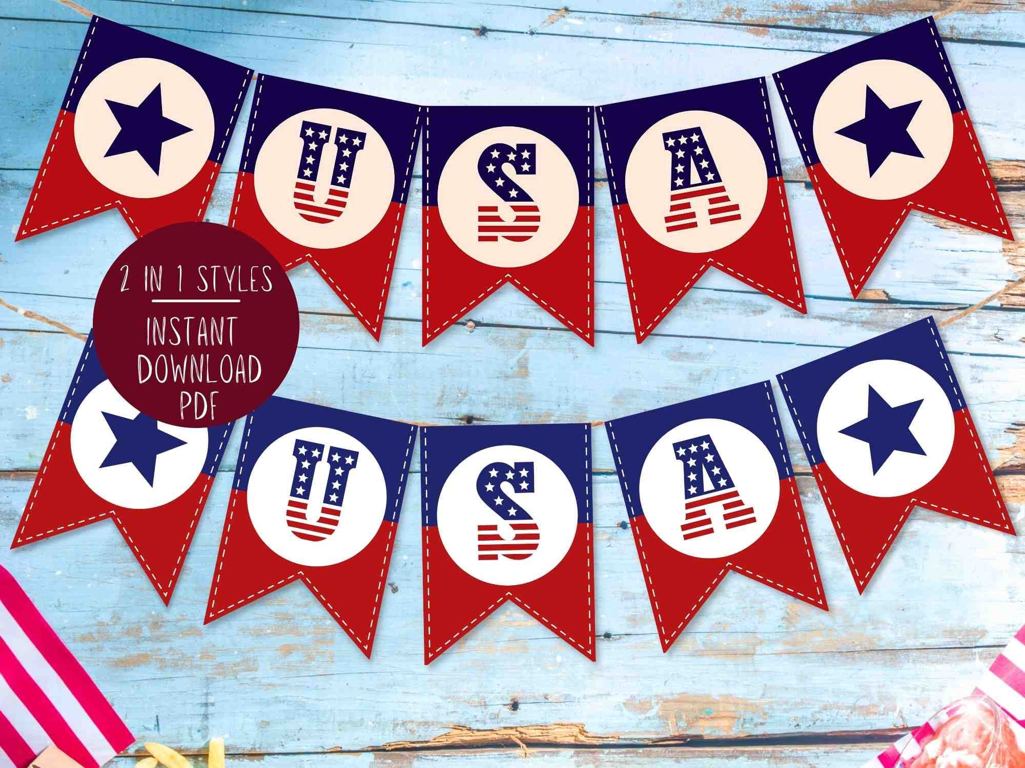 USA Banner Patriotic Banner Printable | Etsy