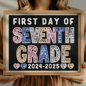 First Day of 7th Grade PRINTABLE Sign Chalkboard Seventh Grade Back to ...