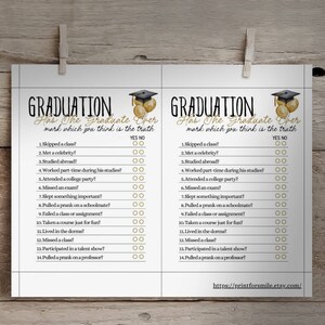 Graduation Has the Graduate Ever Game Printable College Graduation ...